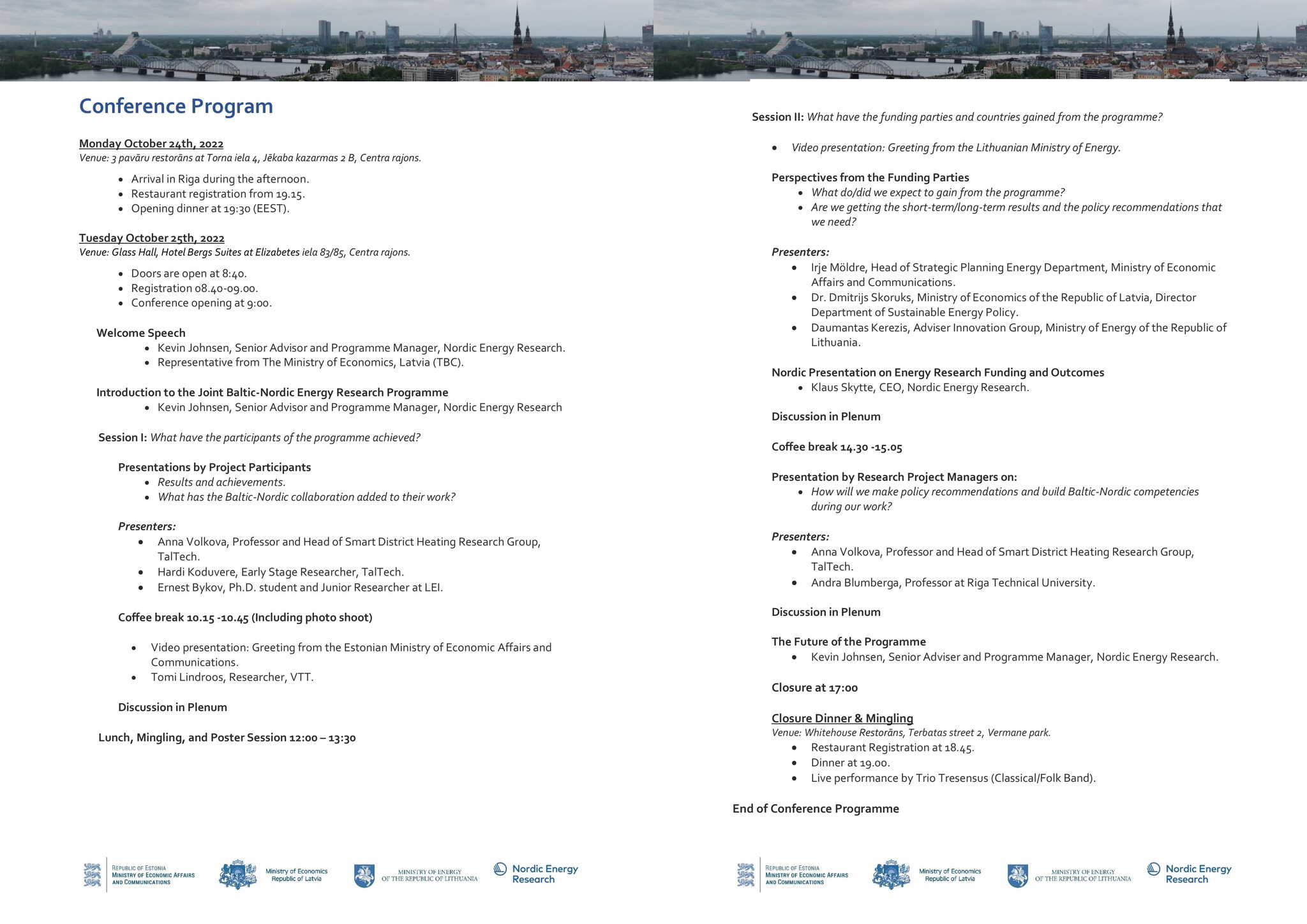Conference: The Joint Baltic-Nordic Energy Research Programme – Nordic Energy Research